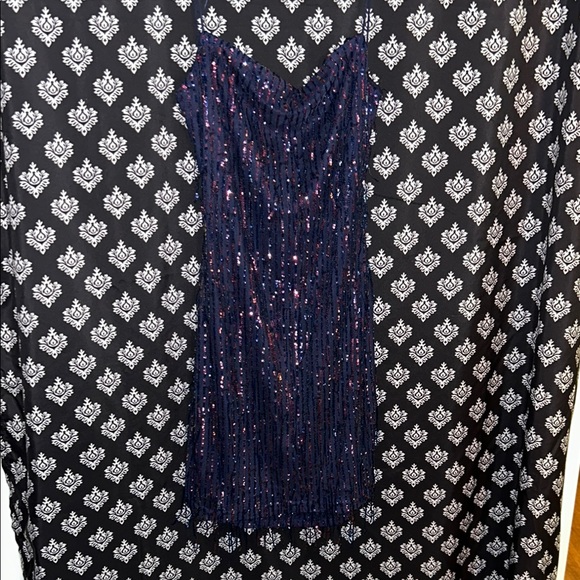 Windsor | Dresses | Windsor Blue Sequin Embellished Mini Slip Dress ...